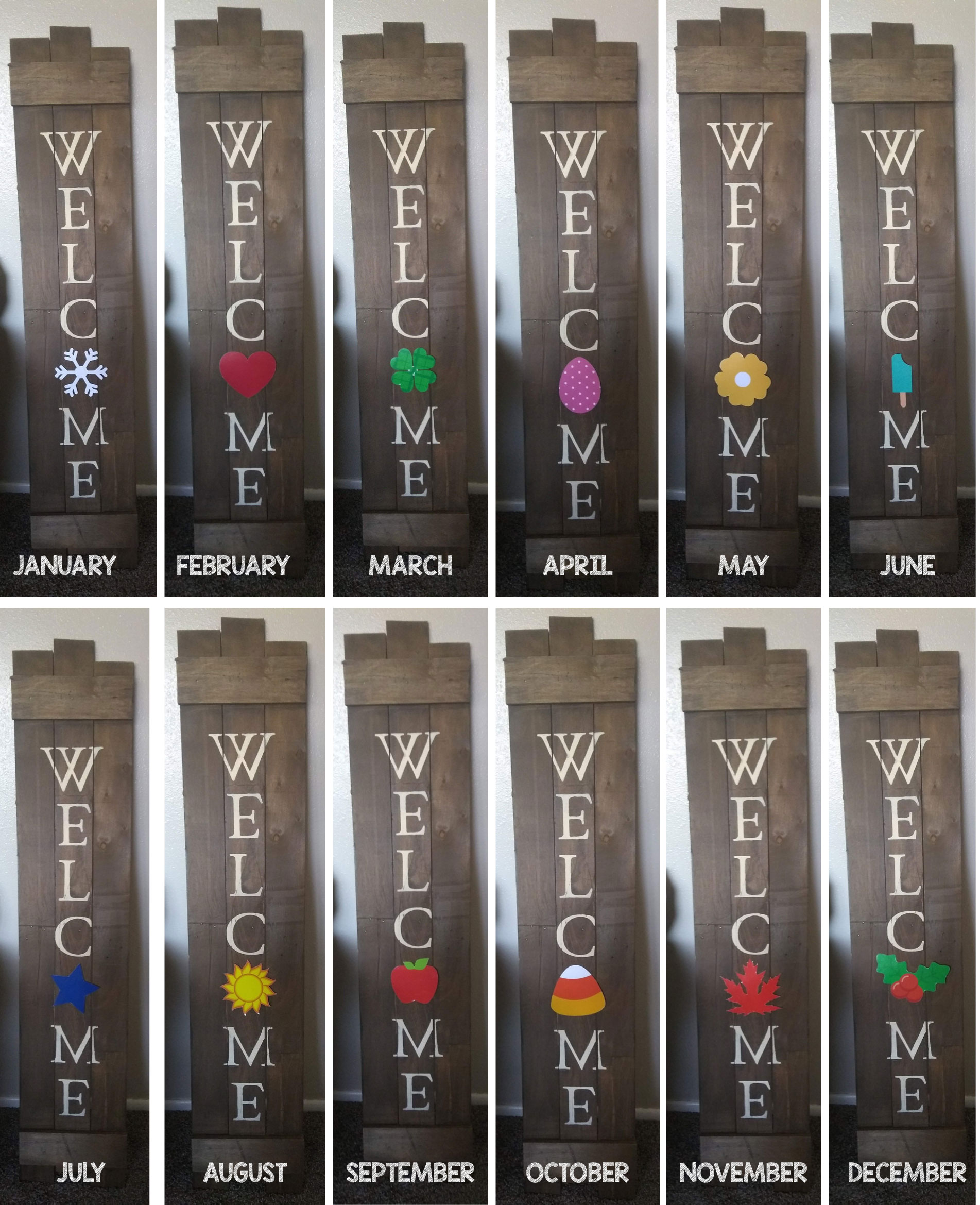 DIY Welcome Sign with interchangeable monthly pictures! - My Silly Squirts