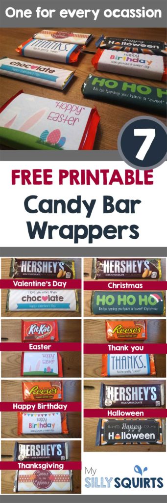 Seven FREE printable candy bar wrappers for every occasion - My Silly ...