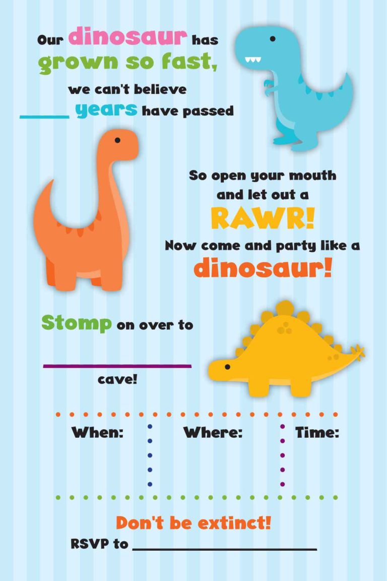 Rawr! FREE Dinosaur Birthday Party Printables - My Silly Squirts