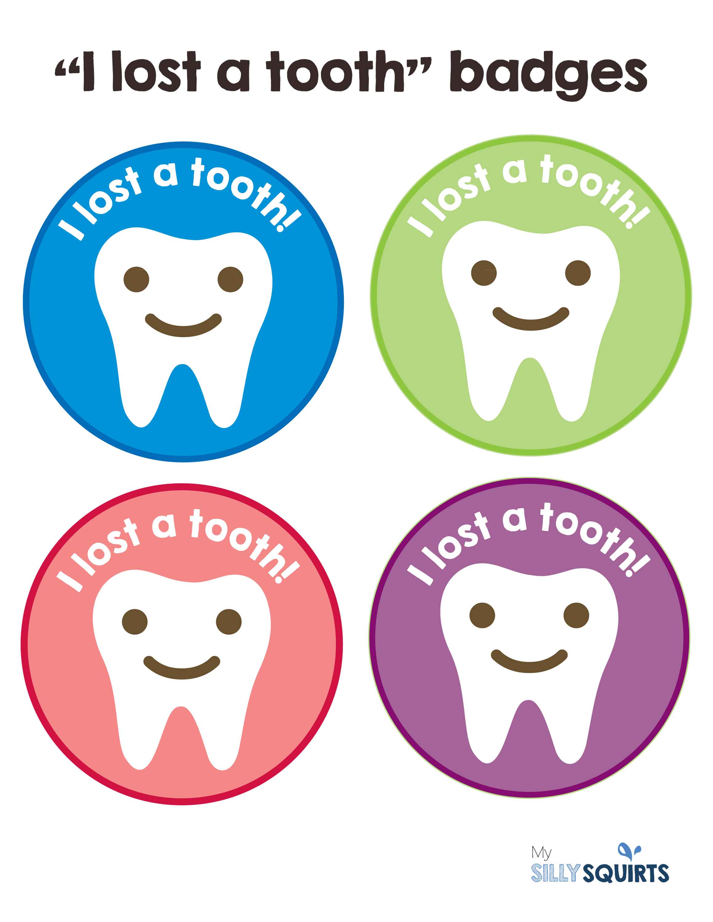 FREE Tooth Fairy lost teeth chart and badge - My Silly Squirts
