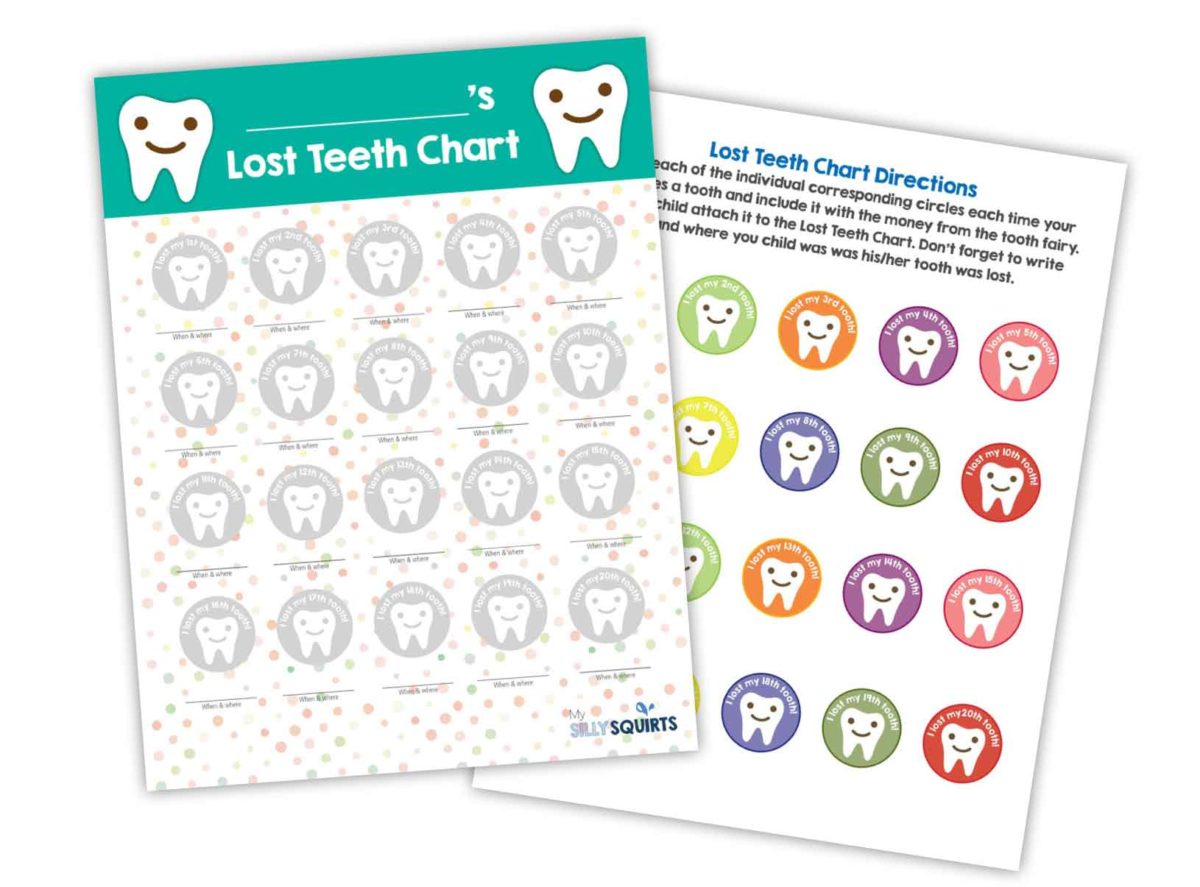 FREE Tooth Fairy lost teeth chart and badge - My Silly Squirts