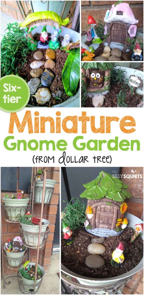Adorable six-tier miniature gnome garden in three steps - My Silly Squirts