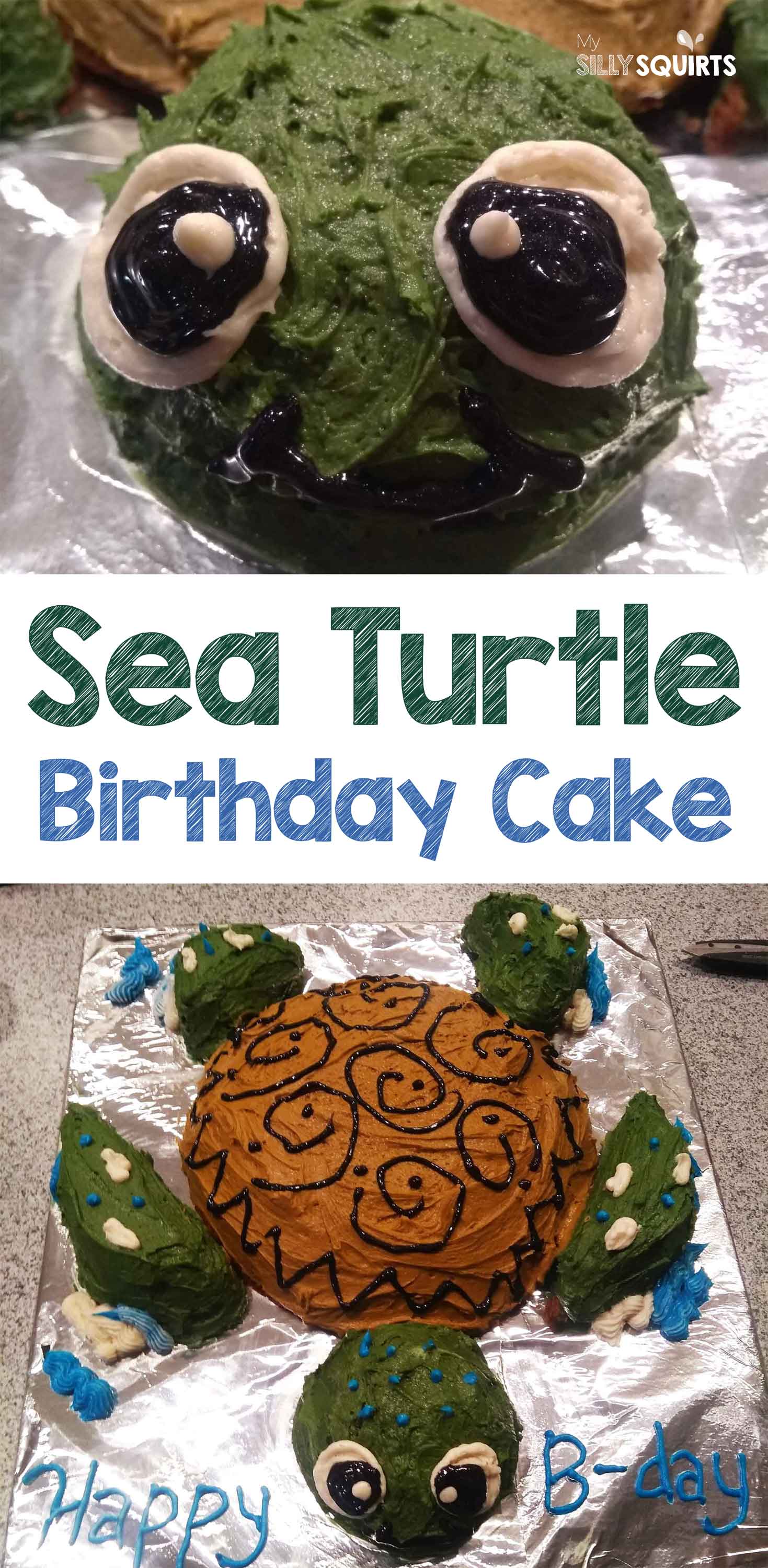 How to make your own sea turtle birthday cake - My Silly Squirts