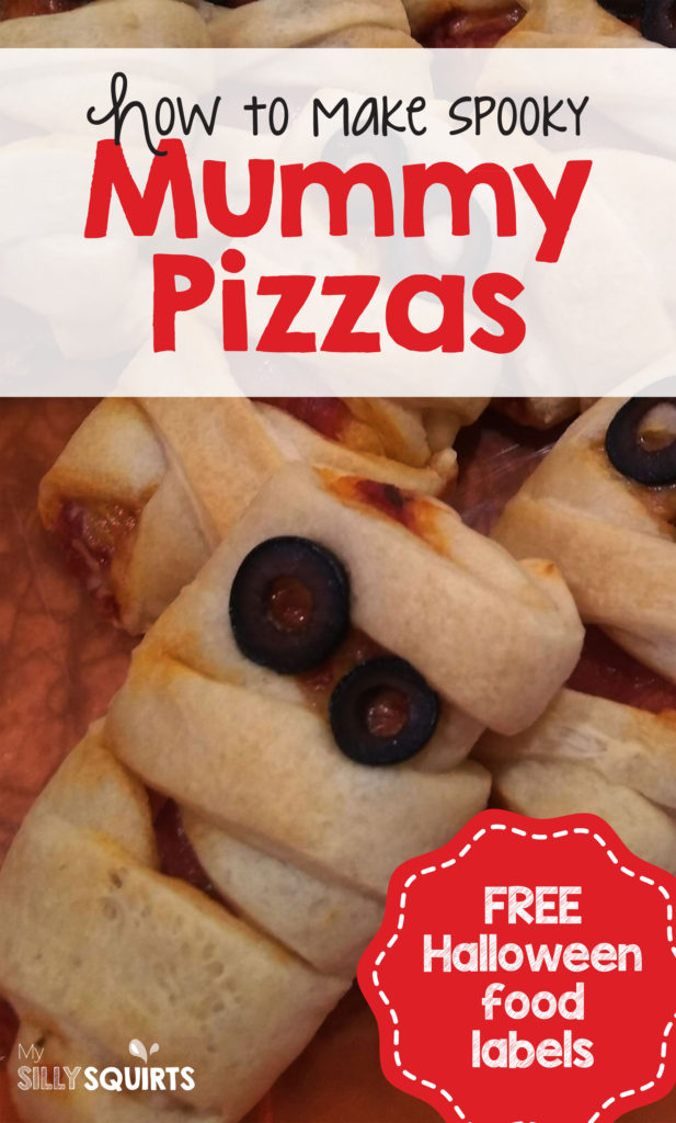 Spooky mummy pizzas (plus free Halloween food labels) - My Silly Squirts