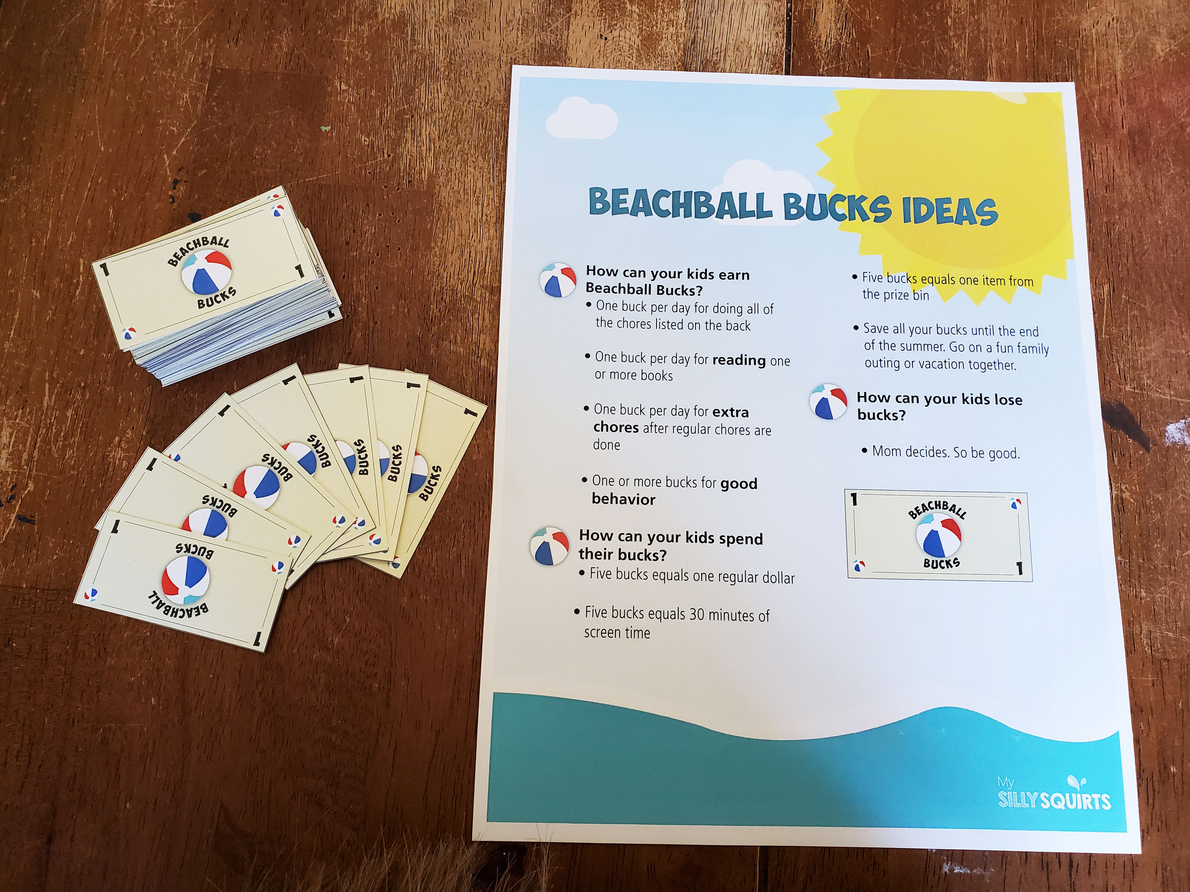 Beach Ball Bucks: The perfect summertime motivation - My Silly Squirts