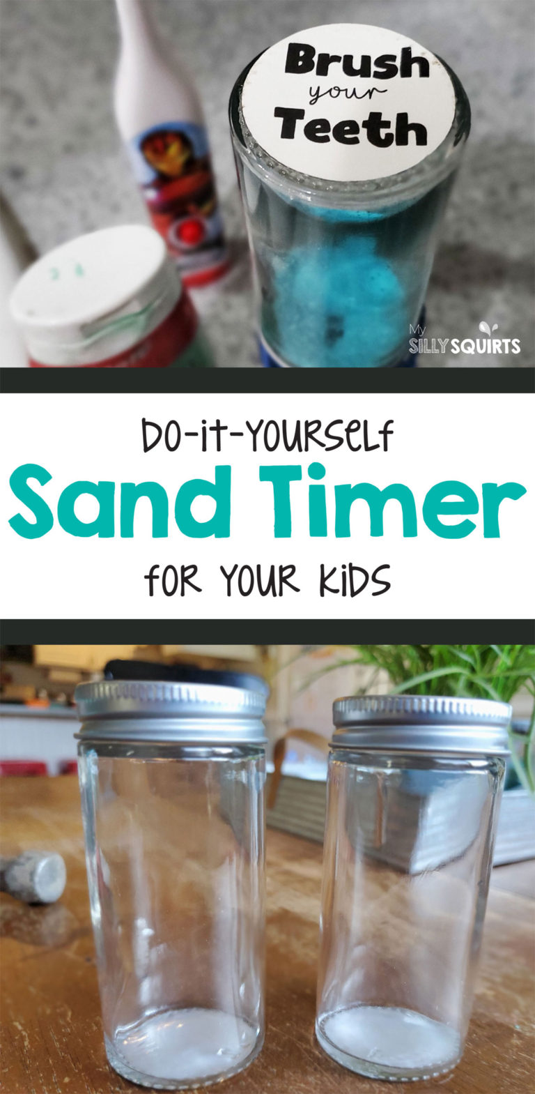 Parenting win: 2-in-1 kids DIY sand timer - My Silly Squirts