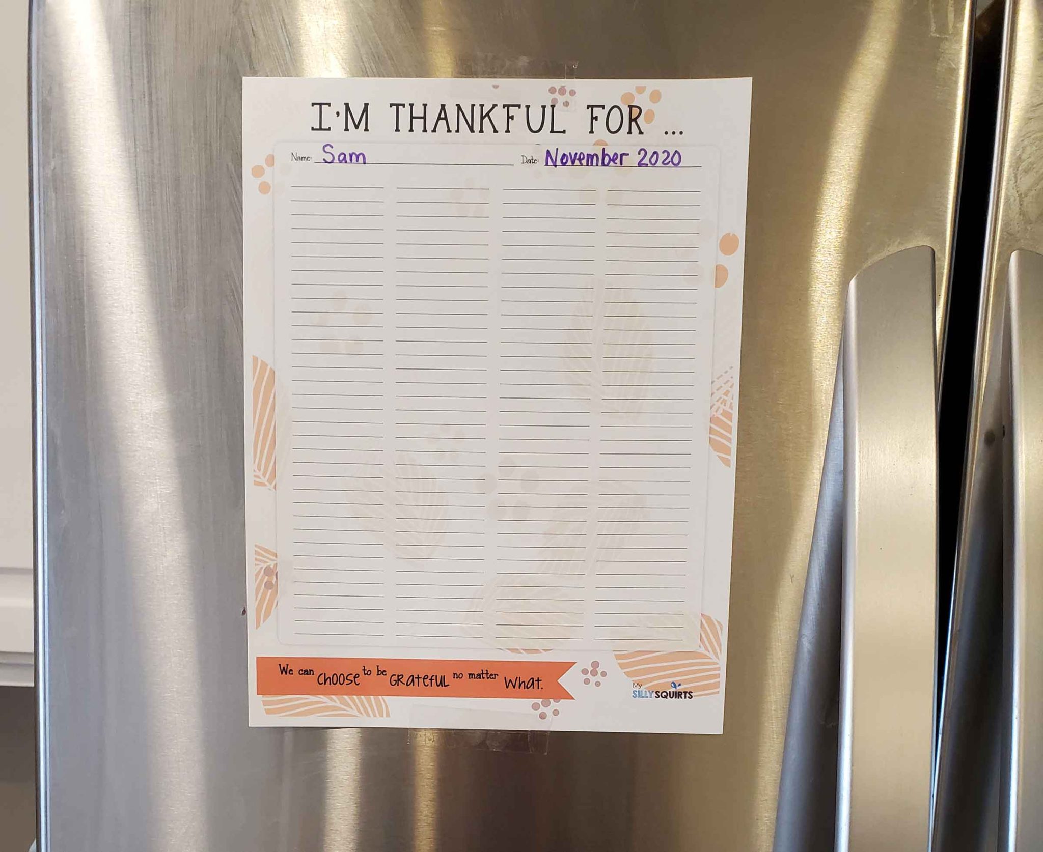 Print your FREE daily gratitude chart (for all ages) - My Silly Squirts