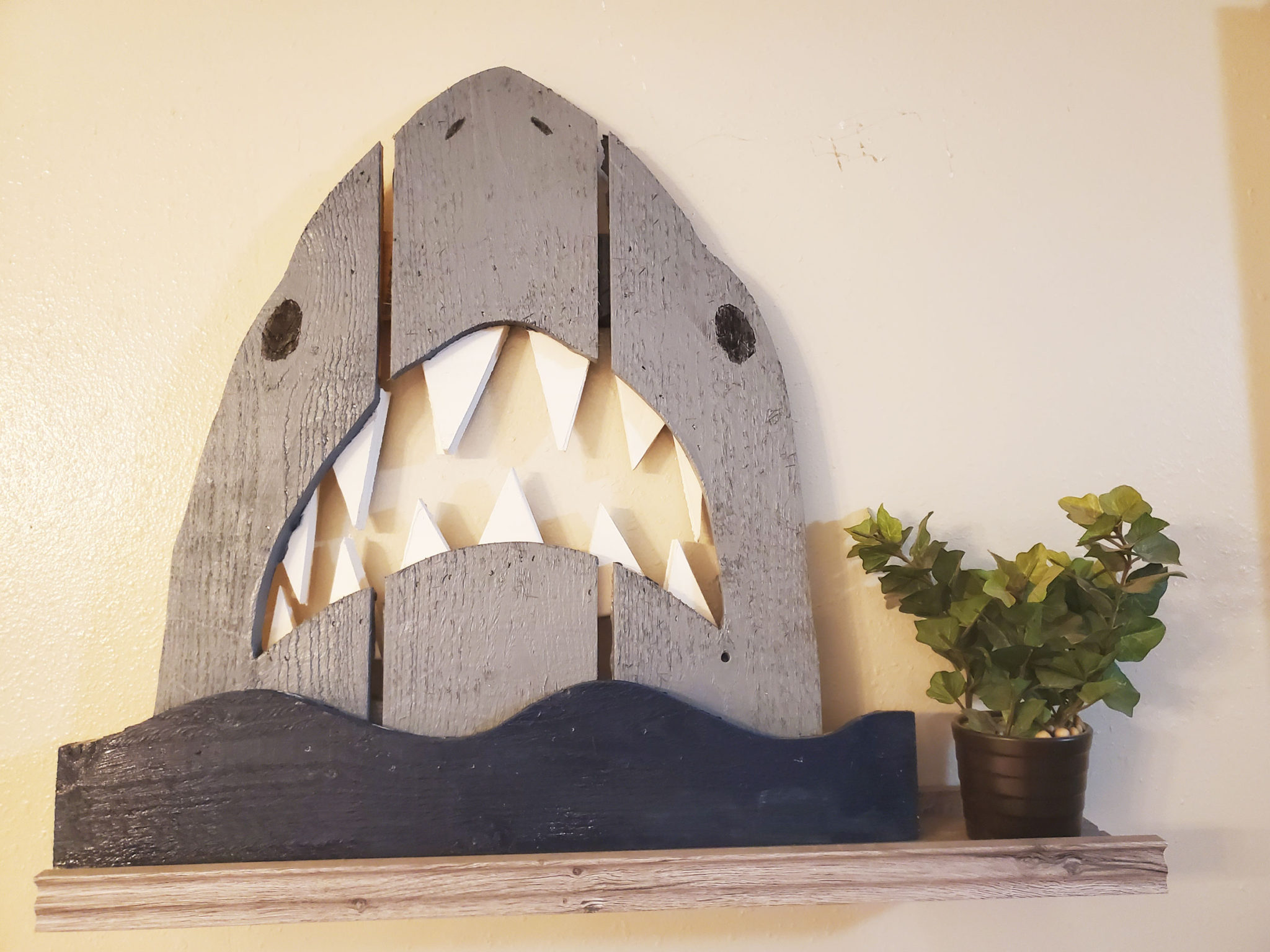 DIY Shark wall hanging for less than $10 - My Silly Squirts