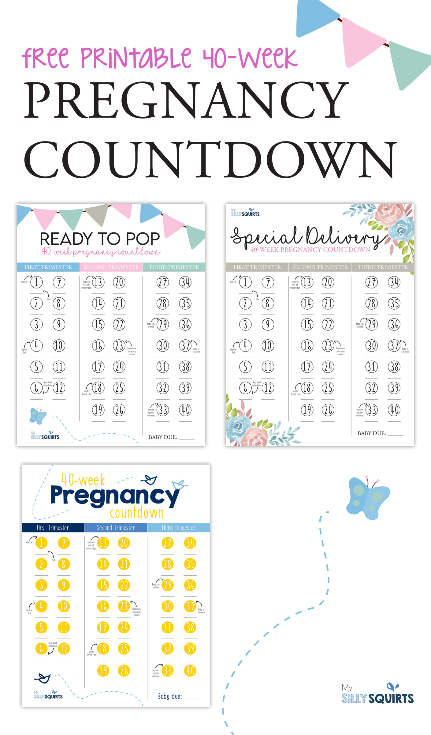 Expecting? 40-week pregnancy countdown printable - My Silly Squirts
