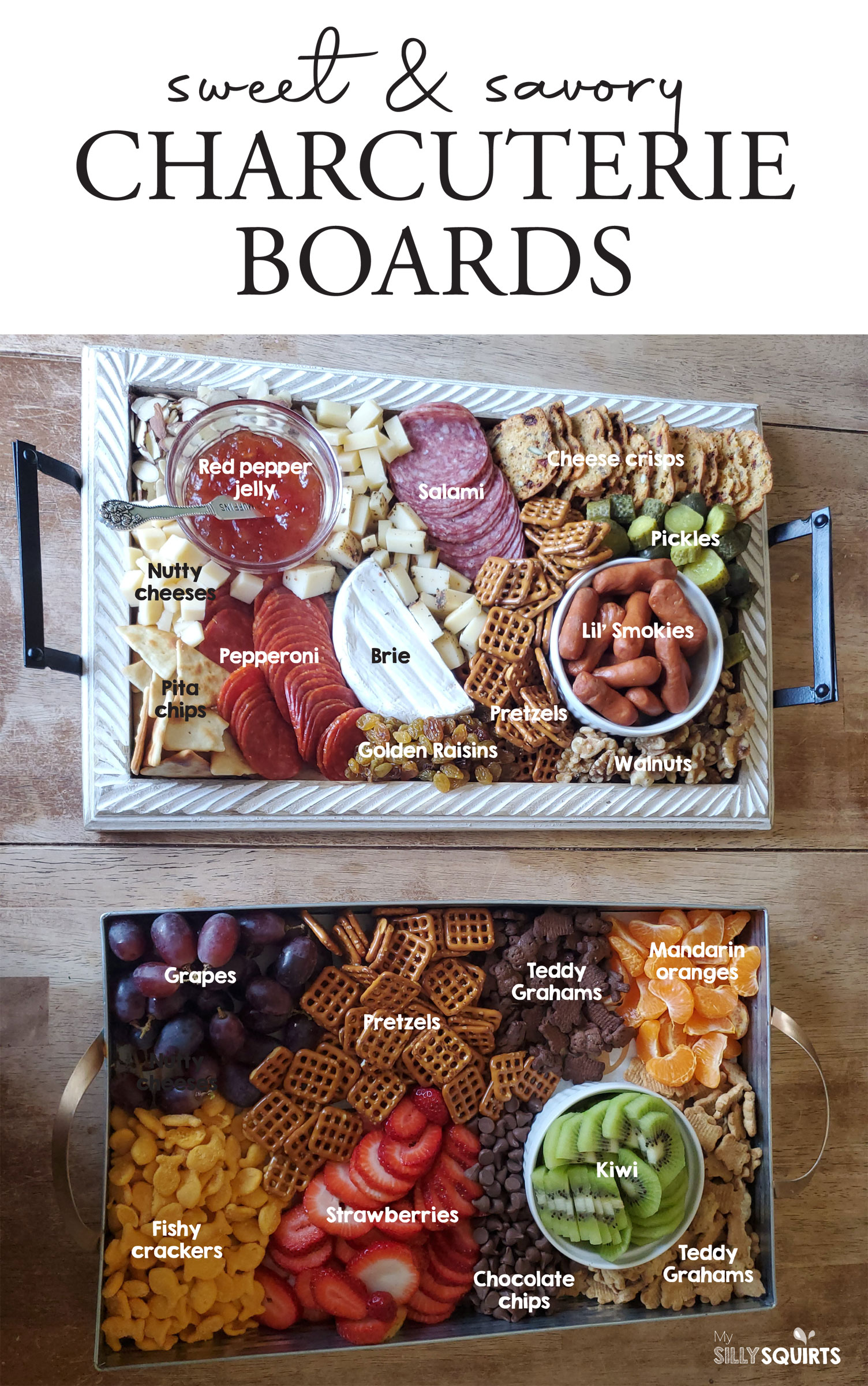 Sweet and savory charcuterie boards for kids - My Silly Squirts