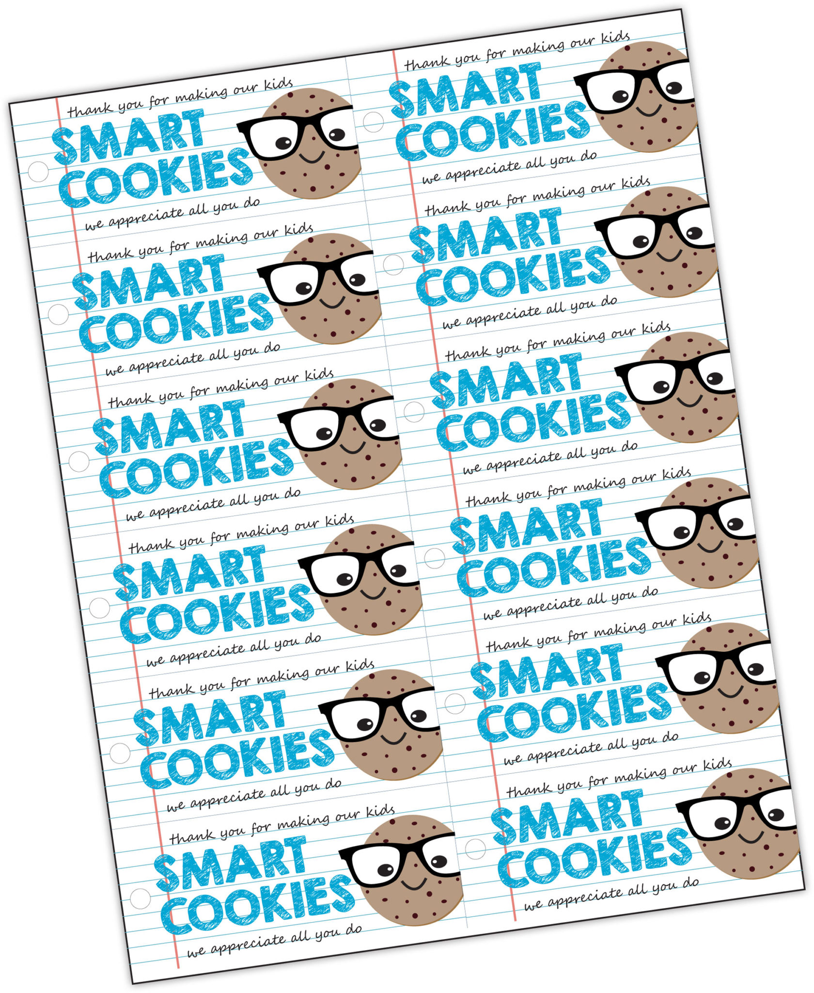Print your teacher appreciation smart cookie gift tag - My Silly Squirts