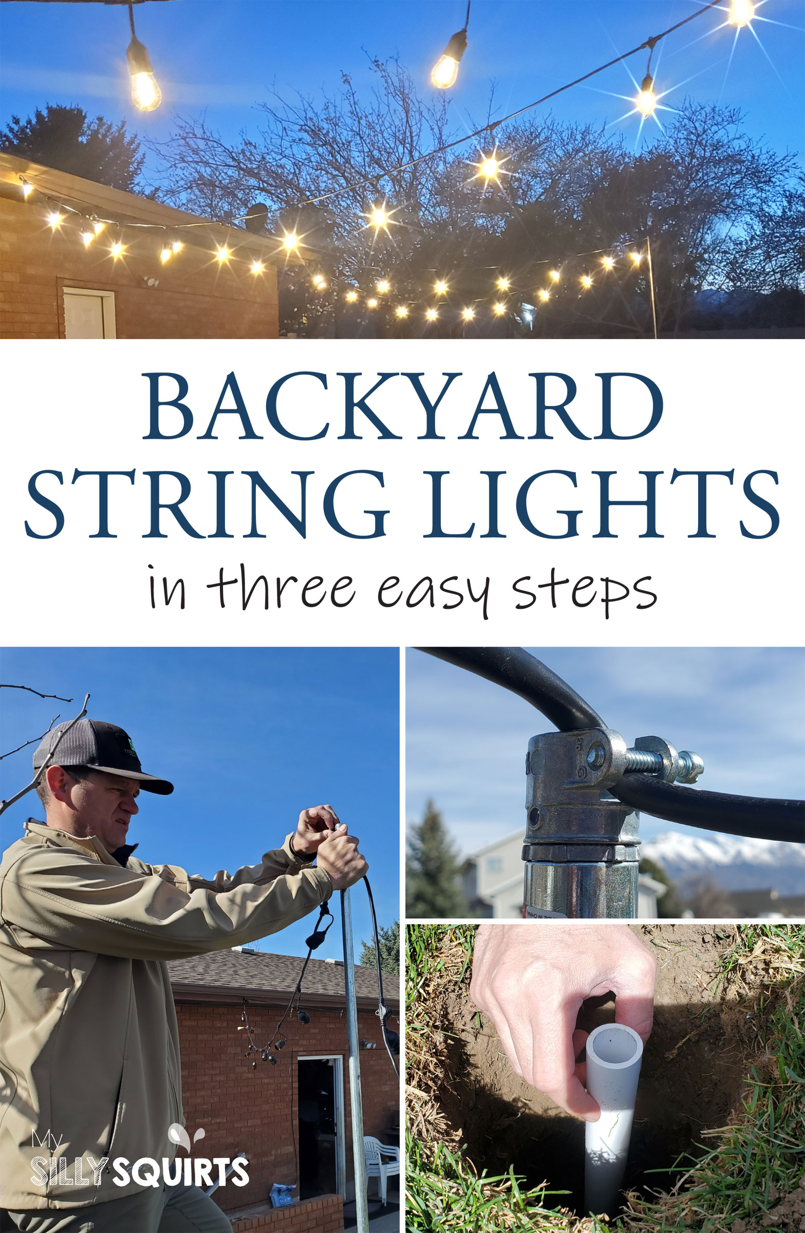 Hang your own backyard string lights in three easy steps - My Silly Squirts