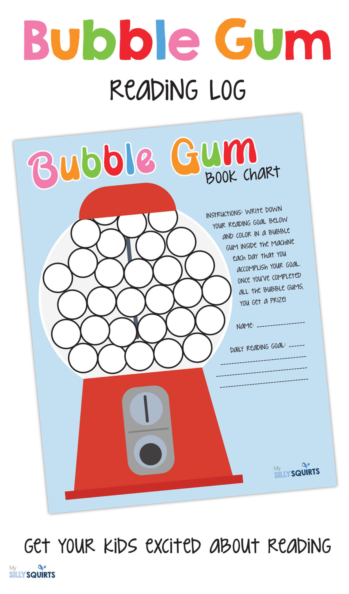 Bubble gum book chart: A printable reading chart for kids - My Silly ...