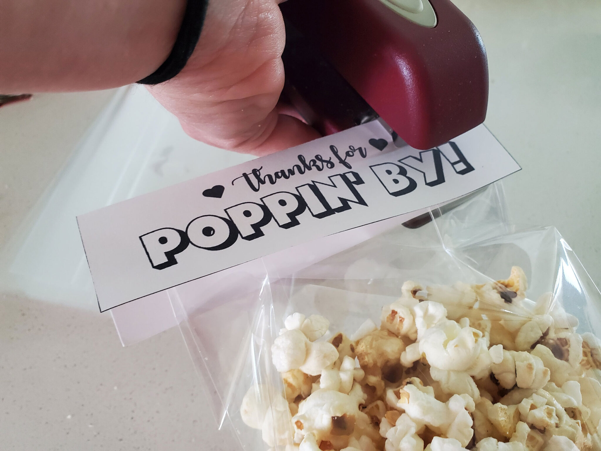 Thanks for poppin' by party favor tag free printable - My Silly Squirts