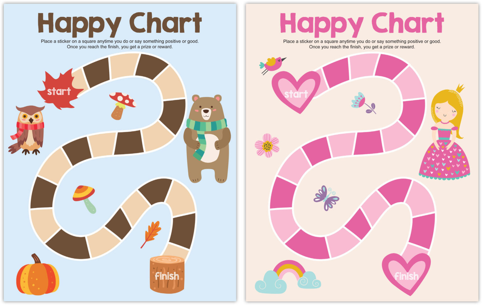Happy Chart: A reward chart printable that focuses on positive behavior ...