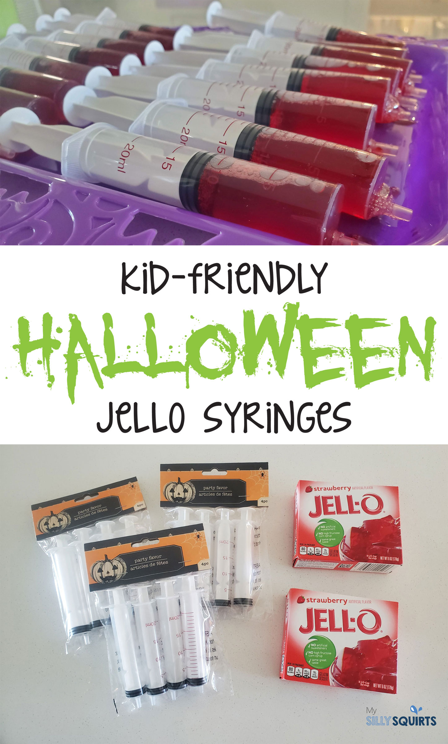 How to make kid-friendly jello syringes for Halloween - My Silly Squirts