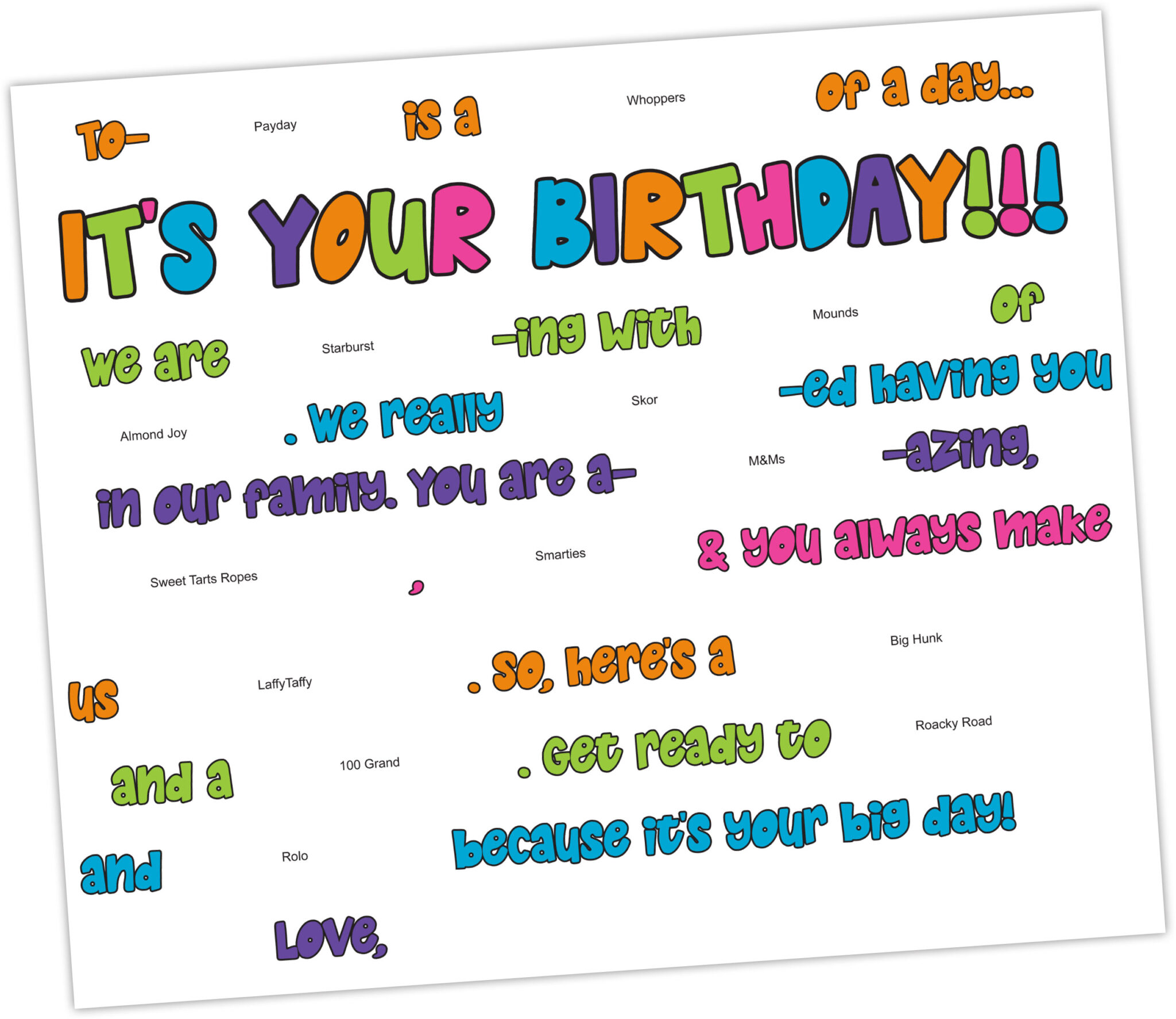 How to make a Birthday Candy Bar Poster for your family member - My ...