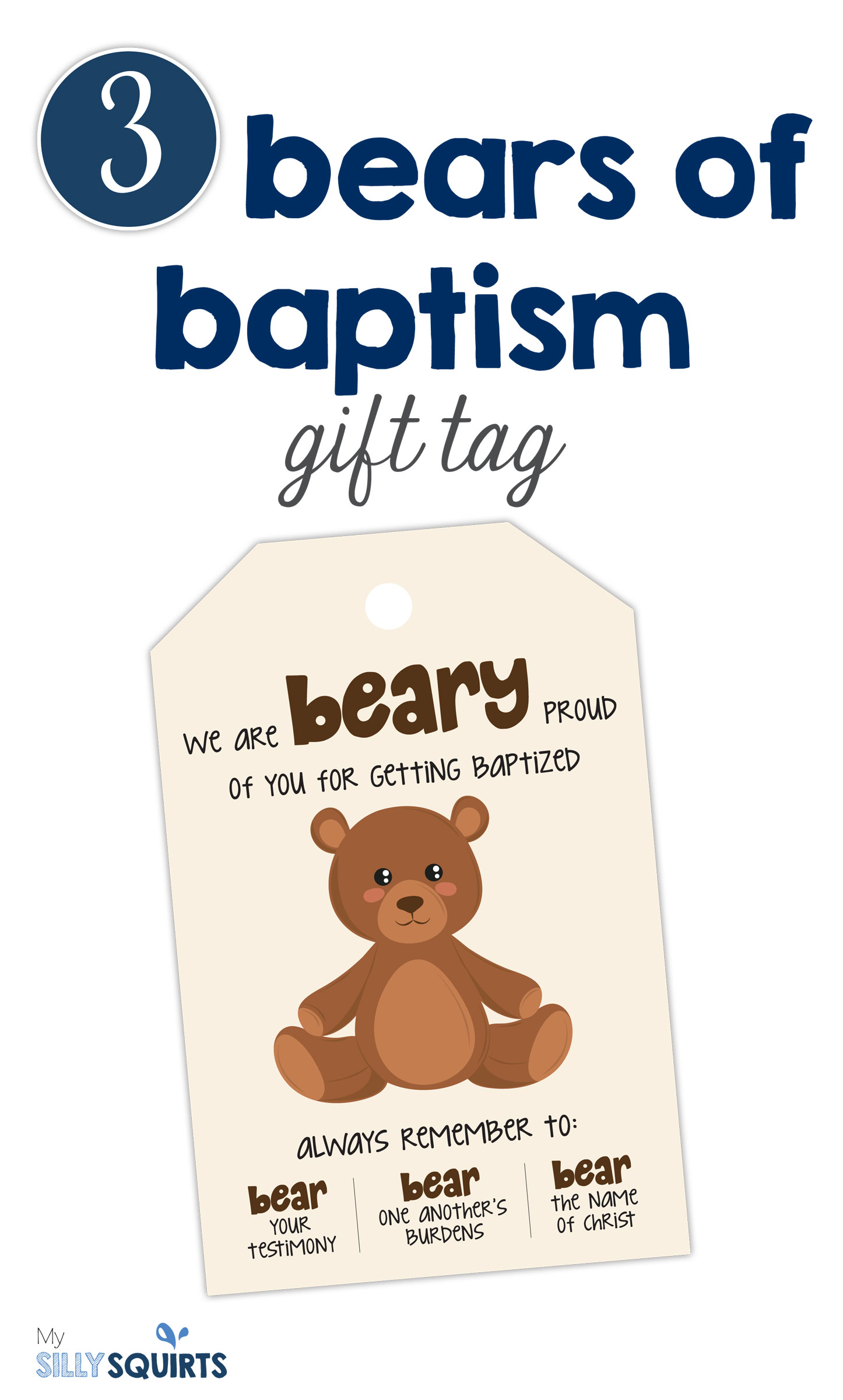 Print the three bears of baptism gift tag for your next LDS baptism ...