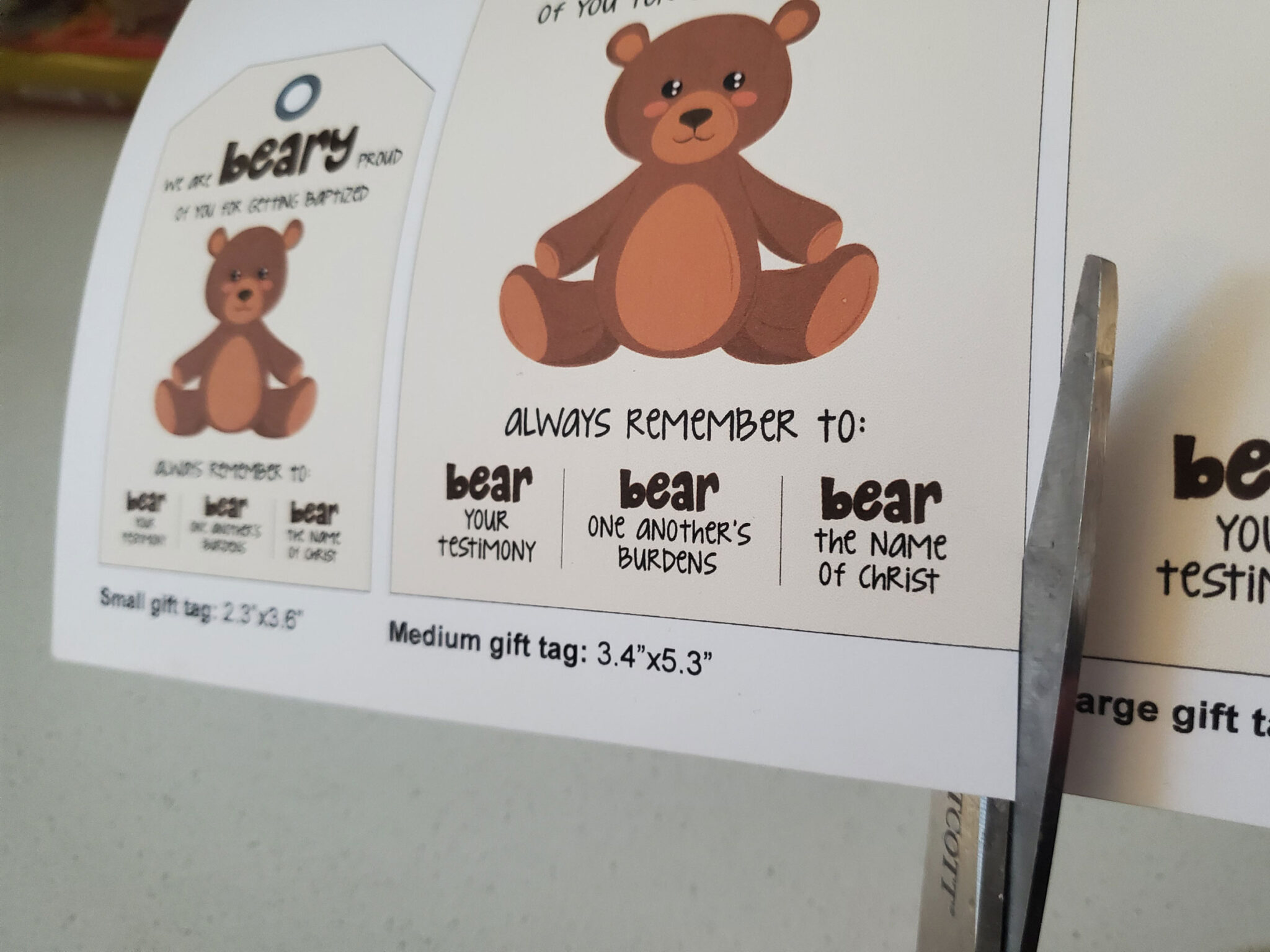 Print the three bears of baptism gift tag for your next LDS baptism ...