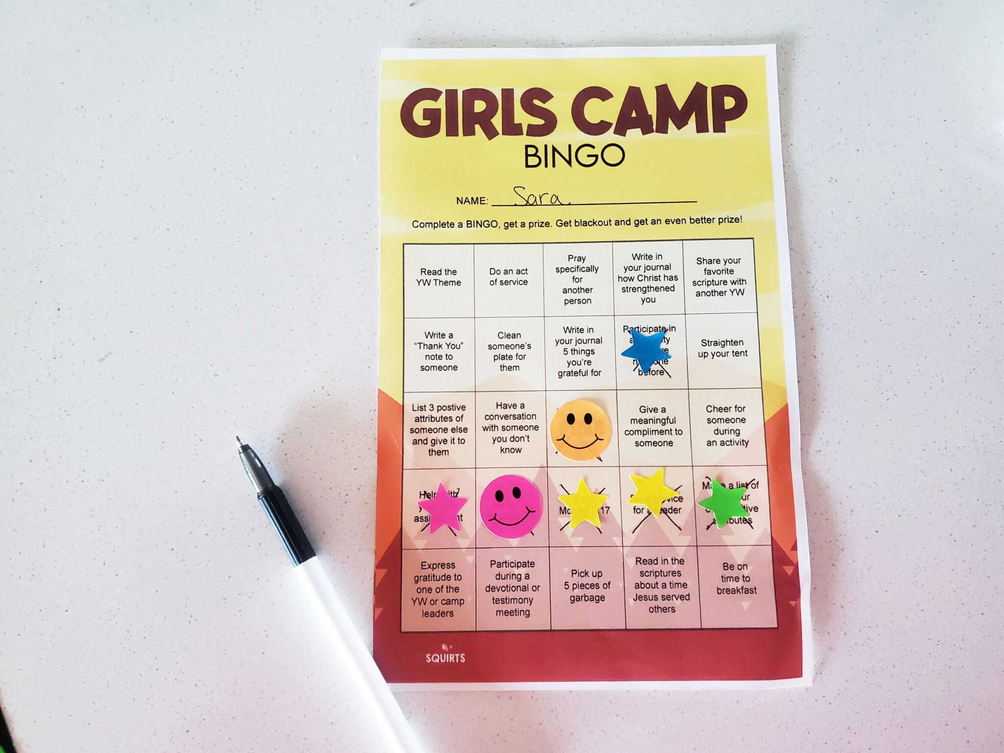 Girls Camp BINGO: One of the best LDS girls camp games - My Silly Squirts