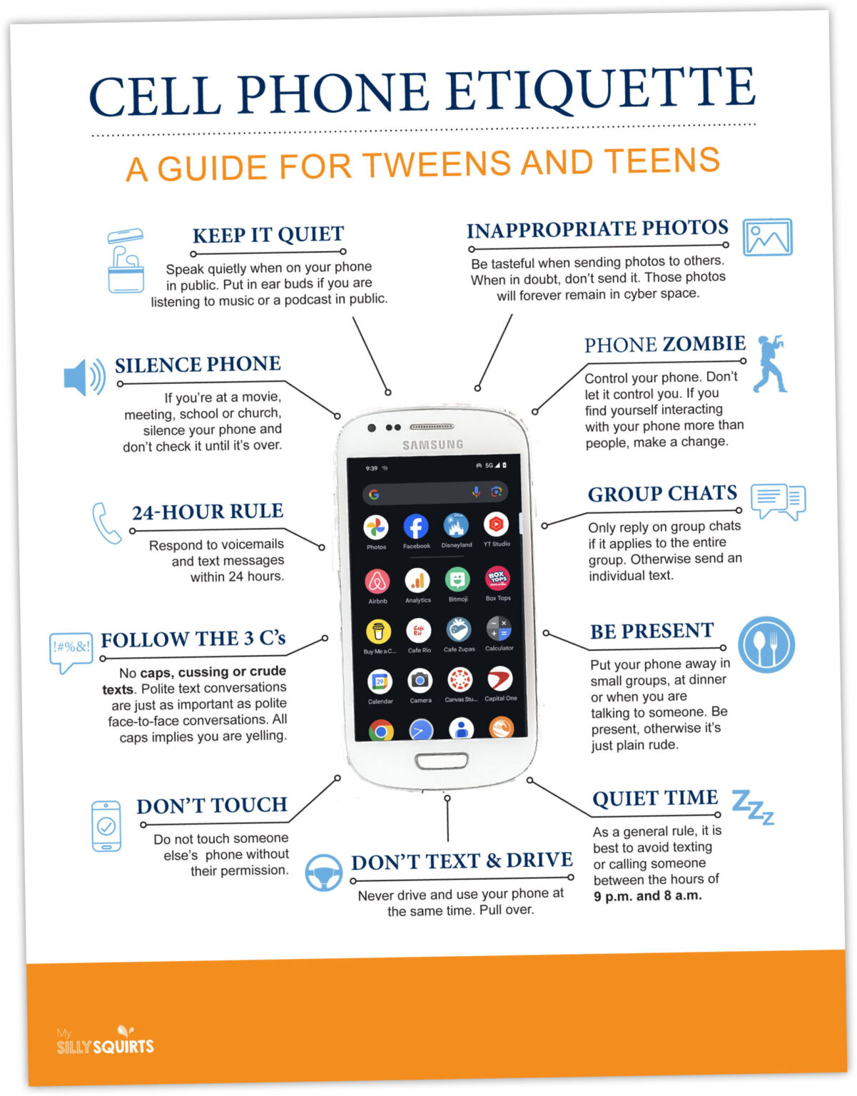 11 cell phone etiquette rules for teens (printable poster) - My Silly ...