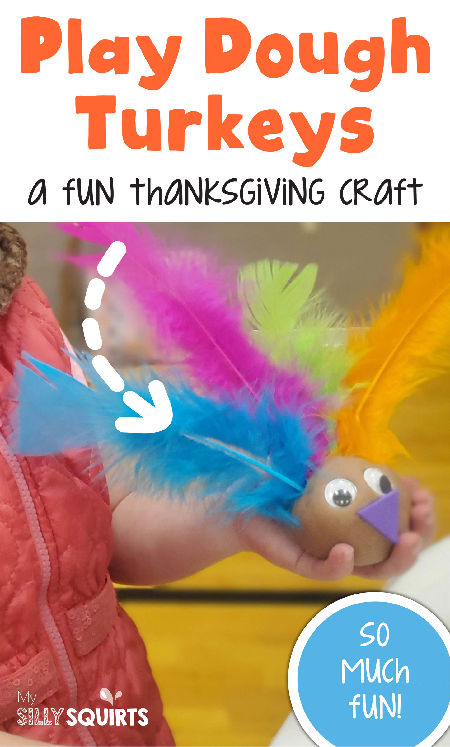 Easy Thanksgiving play dough turkey craft for kids - My Silly Squirts