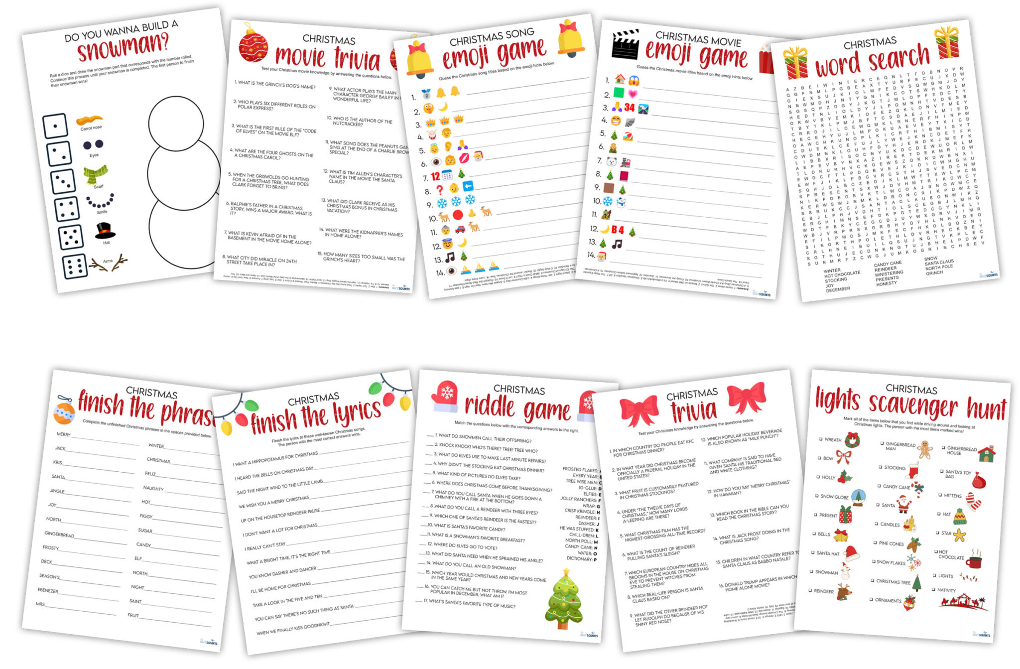 21-page Christmas game bundle for kids, teens and adults - My Silly Squirts