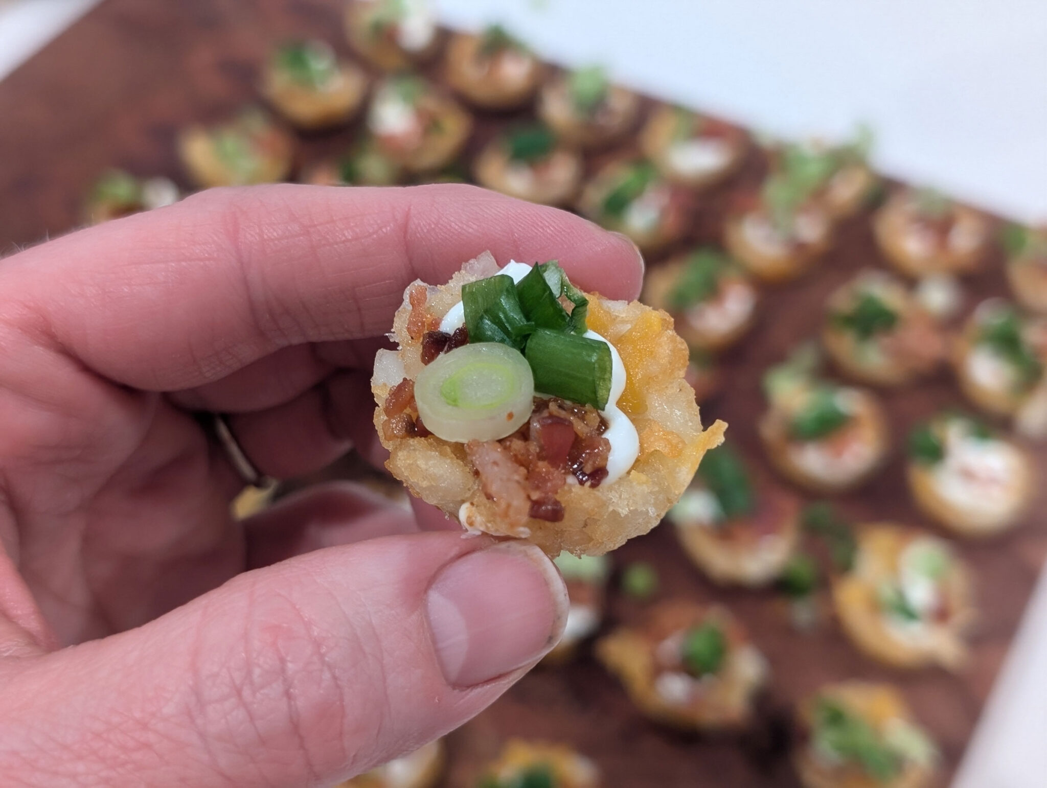 Loaded mini tator tot bites: the perfect party appetizer - My Silly Squirts