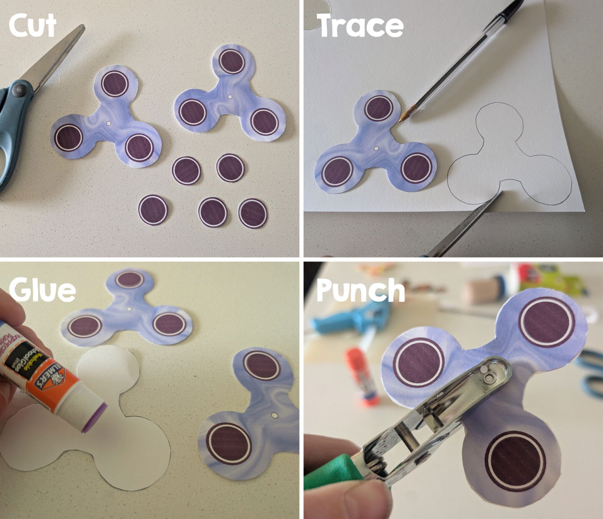 DIY paper fidget spinner kids craft with free template! - My Silly Squirts