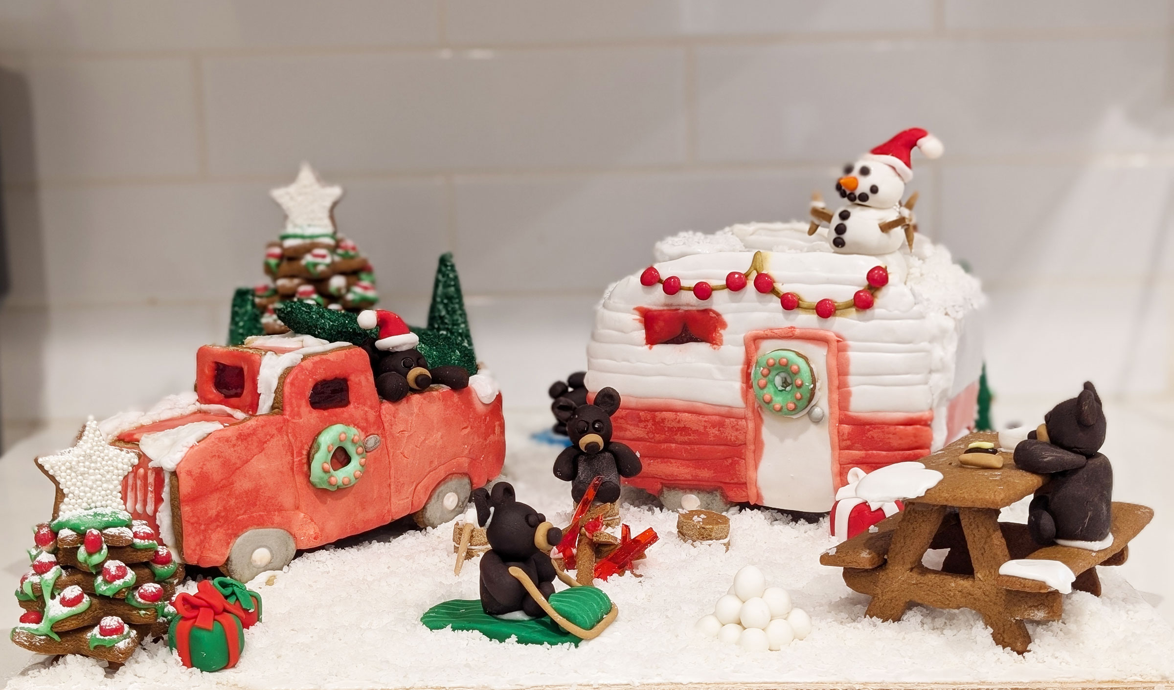 DIY camping gingerbread house display for beginners - My Silly Squirts